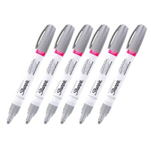 sharpie oil-based paint marker, medium point, silver ink, 6 markers (35560)