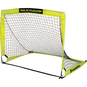 franklin sports blackhawk backyard soccer goal - portable kids soccer net - pop up folding indoor + outdoor goals - 4' x 3' - optic yellow