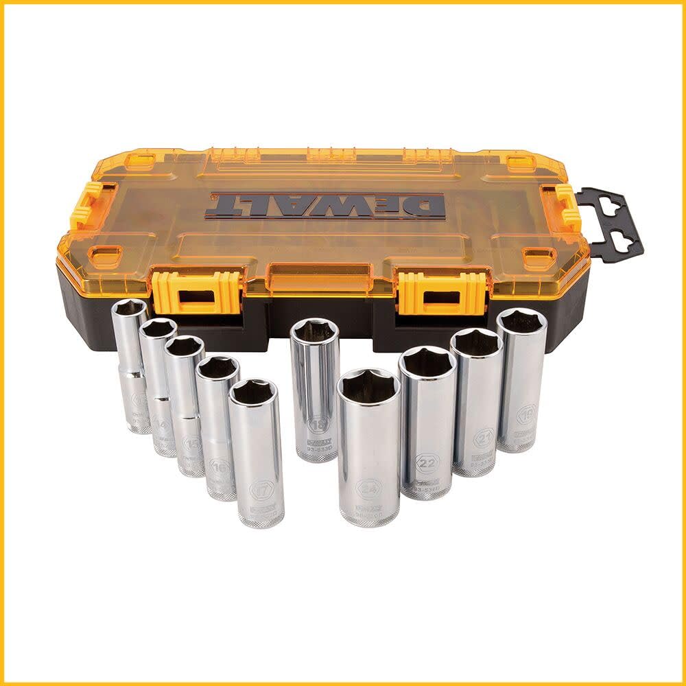 DEWALT DWMT73815 Metric Drive Deep Socket Set (10 Piece), 1/2"