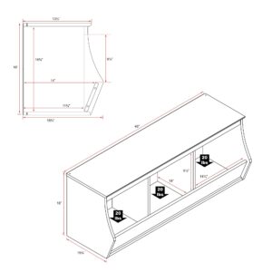 Prepac Monterey Traditional Stackable 3-Bin Storage Cubby Organizer, Functional Cube Storage Organizer 15.75" D x 46" W x 18" H, White, WUSM-0003-1