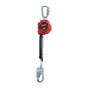 3m protecta rebel 3100426 self retracting lifeline, steel swivel snap hook & carabiner, 11', black/red