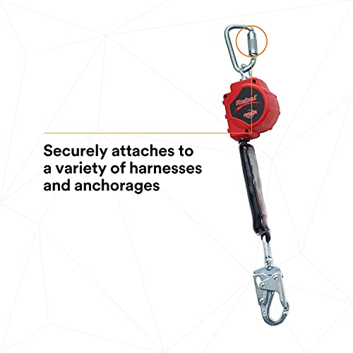 3M Protecta Rebel 3100426 Self Retracting Lifeline, Steel Swivel Snap Hook & Carabiner, 11', Black/Red