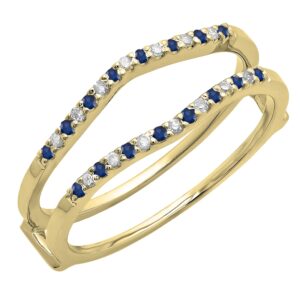 dazzlingrock collection round alternate blue sapphire & white diamond wedding enhancer guard ring for women in 14k yellow gold, size 5.5