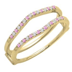 dazzlingrock collection round alternate pink sapphire & white diamond wedding enhancer guard ring for her in 14k yellow gold size 10