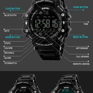 FANMIS Men Multifunction Smart Watch Pedometer Calories Digital Military Sport Watches Bluetooth for Android iPhone Activity Tracker Call Text Notification Monitor