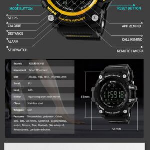 FANMIS Men Multifunction Smart Watch Pedometer Calories Digital Military Sport Watches Bluetooth for Android iPhone Activity Tracker Call Text Notification Monitor