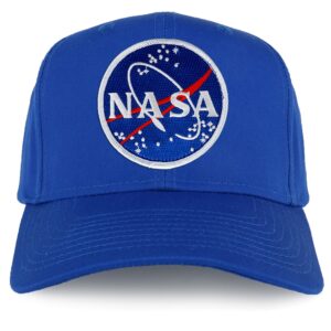 armycrew nasa meatball space logo embroidered patch snapback cap - plain back - royal blue