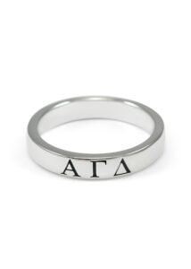 the collegiate standard alpha gamma delta sterling silver skinny band ring (8.0)