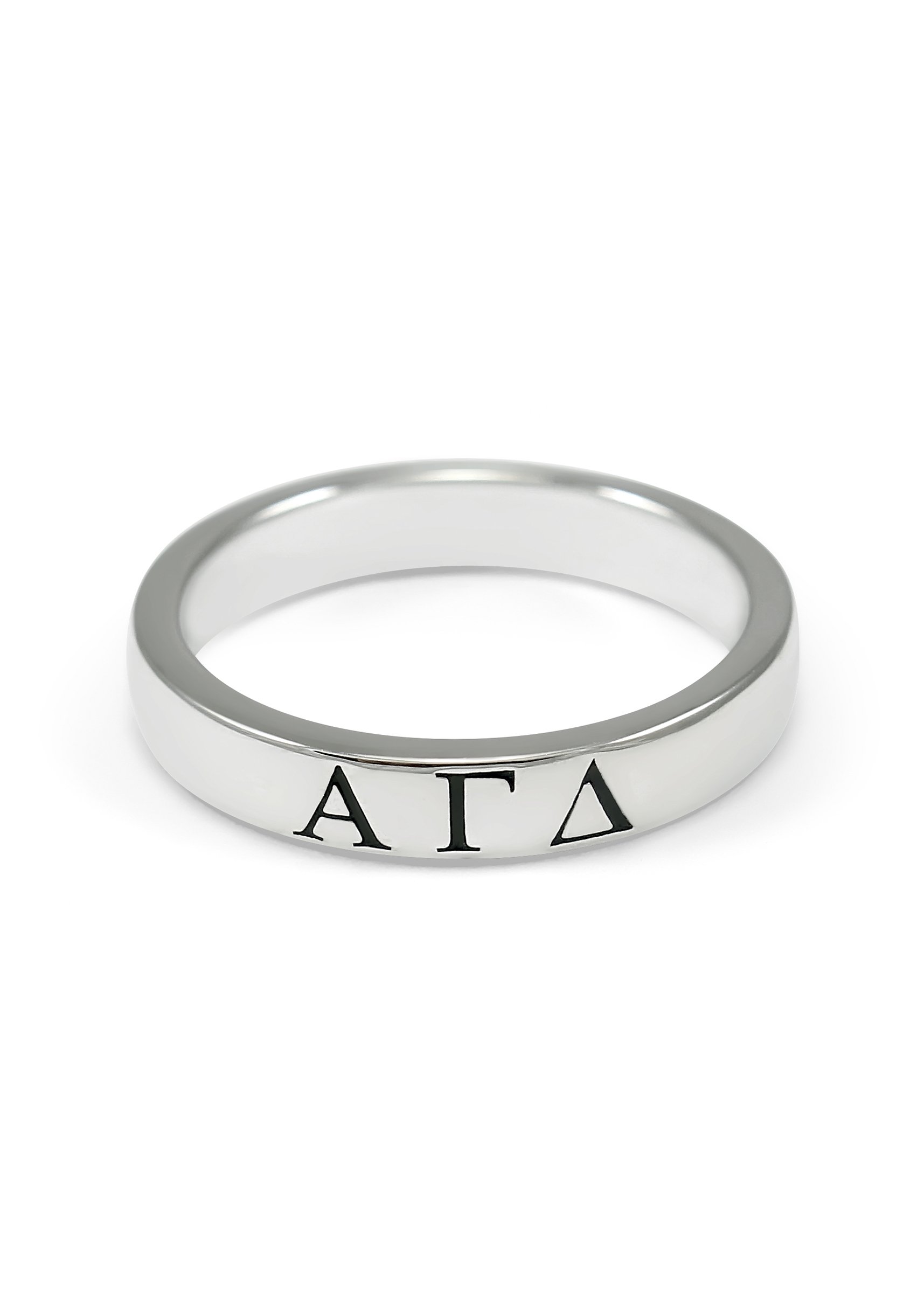 The Collegiate Standard Alpha Gamma Delta Sterling Silver Skinny Band Ring (8.0)