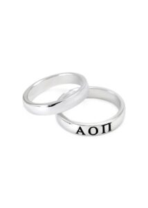 the collegiate standard alpha omicron pi sterling silver skinny band ring (7.0)