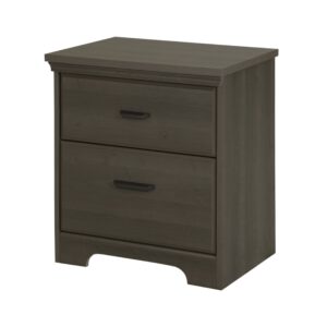 south shore versa 2-drawer nightstand, weathered oak, gray maple