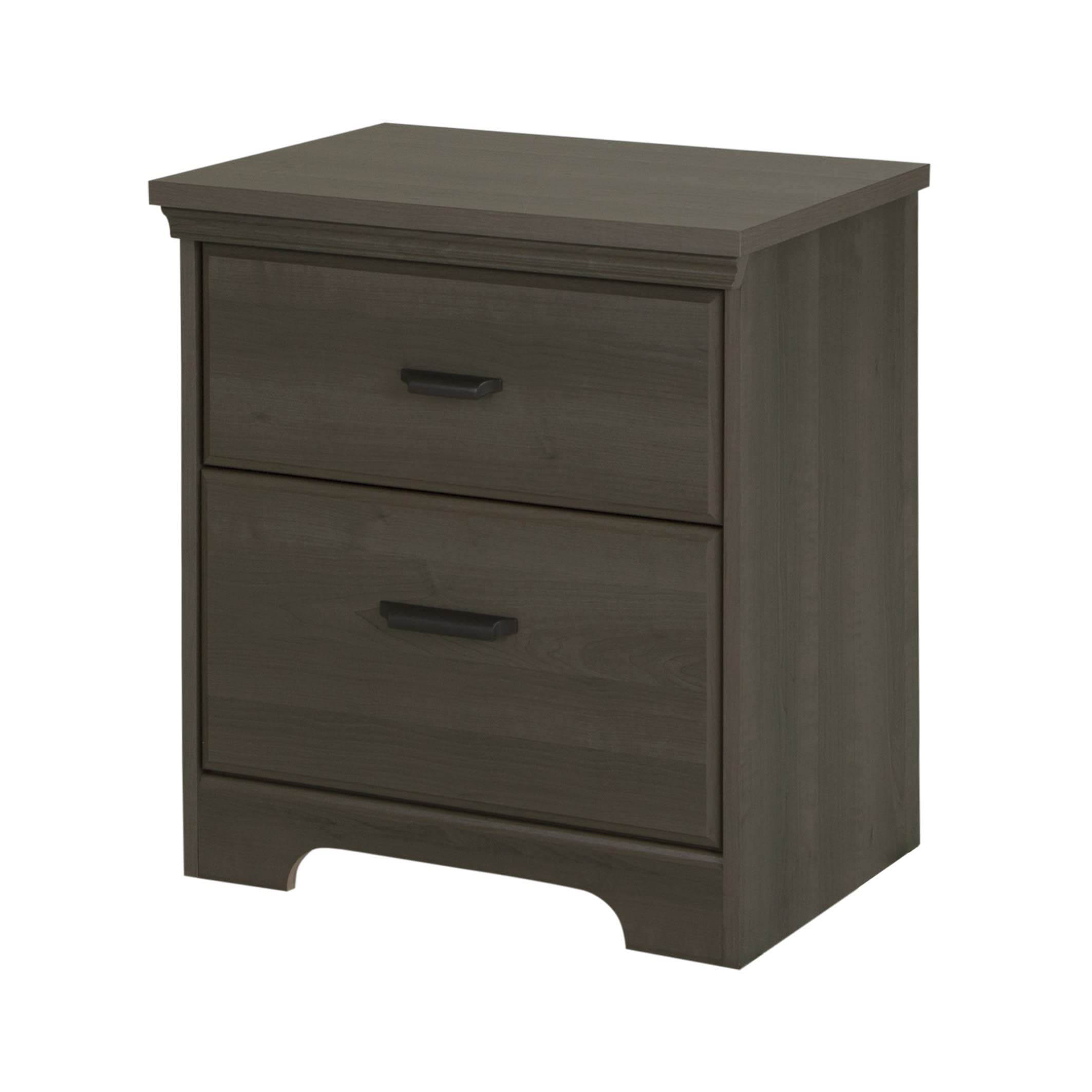 South Shore Versa 2-Drawer Nightstand, Weathered Oak, Gray Maple