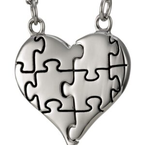 Stainless Steel Puzzle Piece Split Heart Necklace-Genesis 31:49