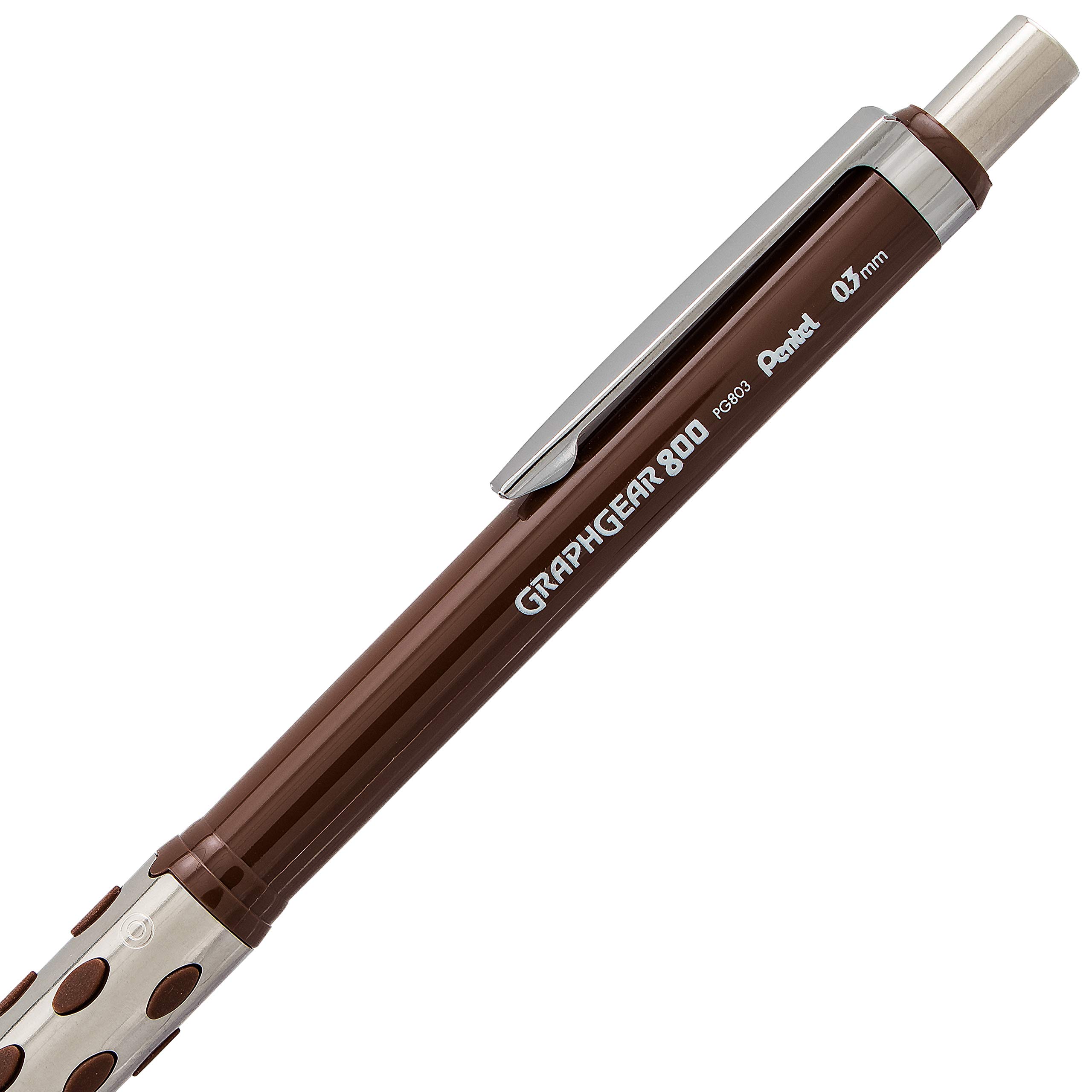 Pentel Graph Gear 800 Mechanical Drafting Pencil, 0.3mm, Brown Barrel with Lead (PG803LZBP)