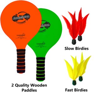 Funsparks Paddle Ball Jazzminton Game - All-Season Indoor/Outdoor Racquet Game for Active Play