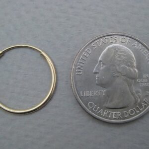 Medium 14k Yellow Gold Continuous Endless Hoop Earrings, 1.25mm Tube (19mm)