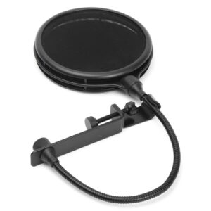 lyxpro mop-28 dual layer microphone pop filter with flexible goozeneck for superior vocal performance, pop shield