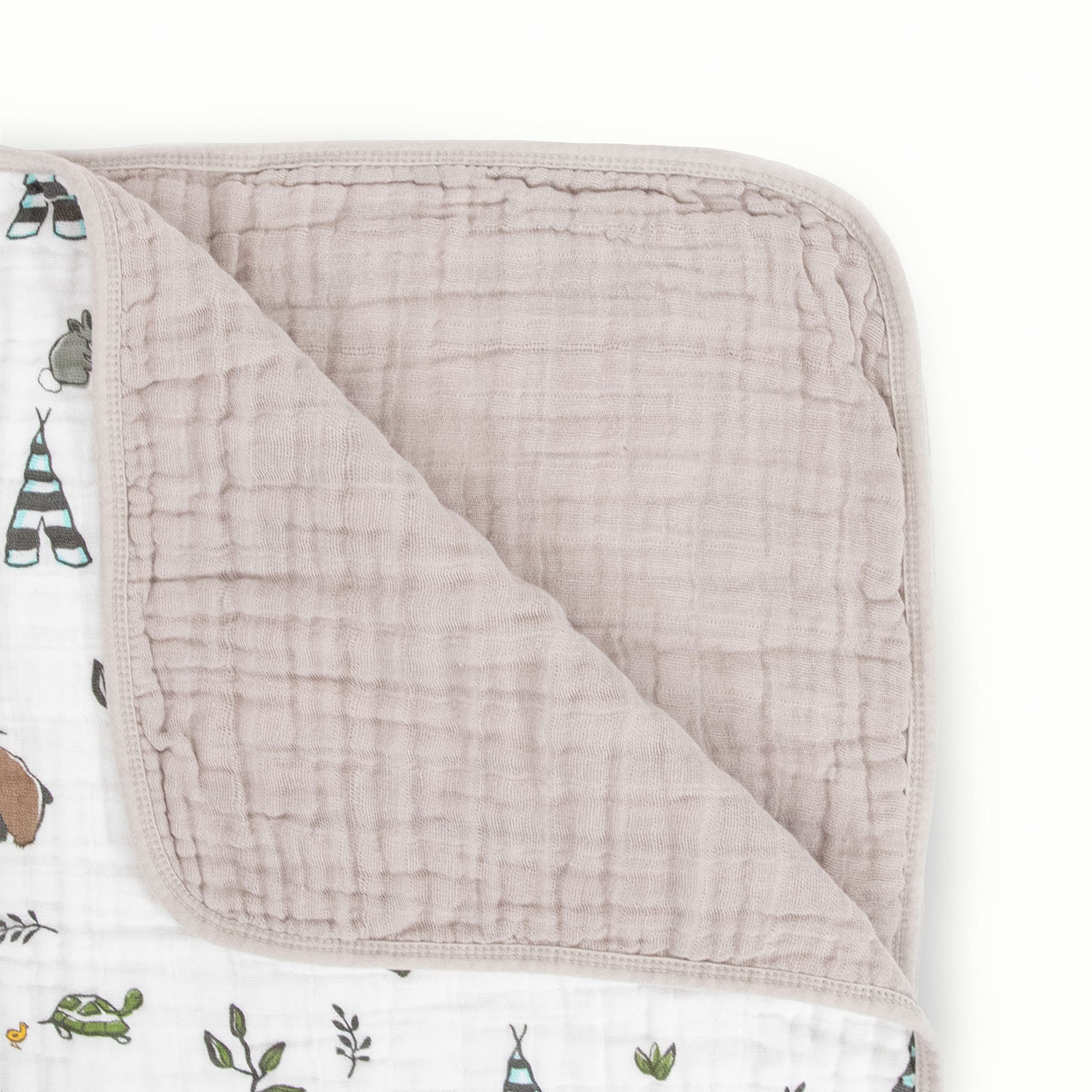 Little Unicorn – Forest Friends Cotton Muslin Quilt Blanket | 100% Cotton | Super Soft | Babies and Toddlers | Large 47” x 47” | Machine Washable