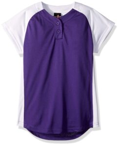 alleson ahtletic girls dura-light fast pitch softball jersey, purple/white, medium