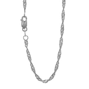 jewelstop 14k solid white gold 2.1 mm singapore chain necklace, lobster claw clasp-16 inches, 2.8gr.