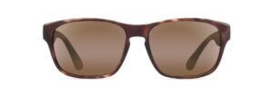 maui jim men's and women's mixed plate polarized rectangular sunglasses, matte tortoise rubber/hcl® bronze, medium