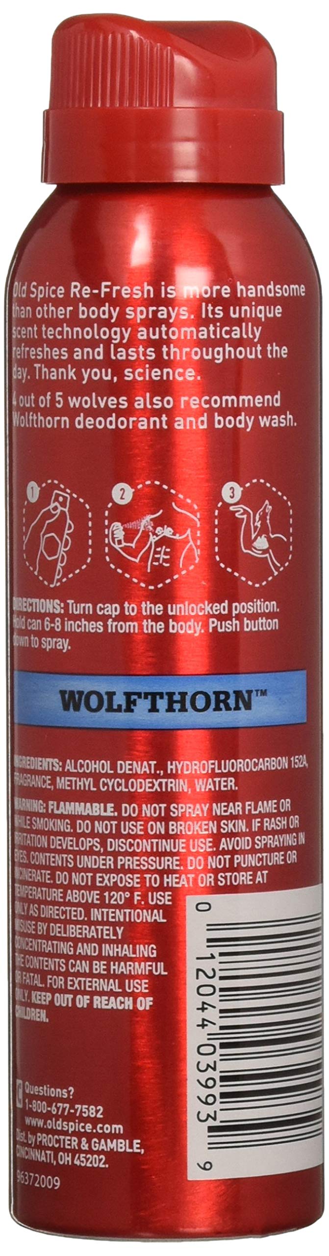 Old Spice Wild Collection Re-Fresh Deodorant Body Spray, Wolfthorn 3.75 oz (Pack of 4)