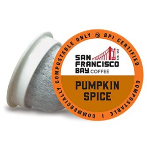 san francisco bay compostable coffee pods - pumpkin spice (80 ct) k cup compatible including keurig 2.0, flavored, medium roast