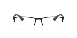 ray-ban rx6335 rectangular prescription eyeglass frames, matte black/demo lens, 56 mm