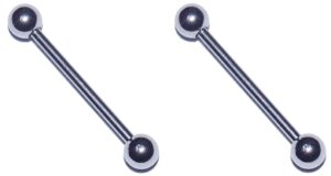 painful pleasures 2x 18 gauge 18g 316l stainless steel straight barbell tragus earring body piercing ring inch pair set of 2 (18g-5/8 long-3mm ball)