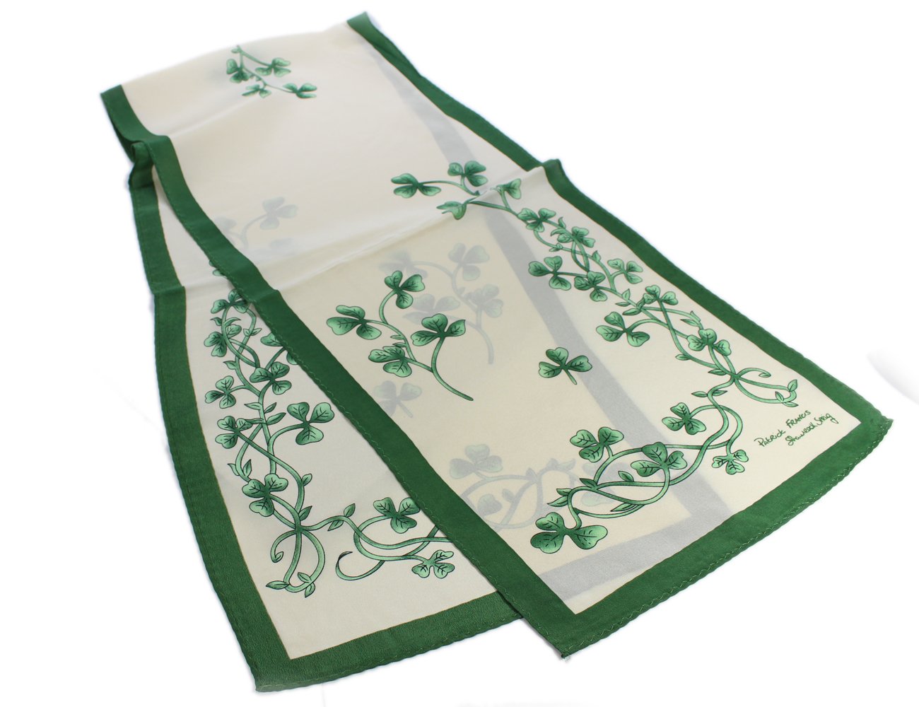 Irish Shamrock Scarf Silk Ireland Celtic Headscarf St. Patrick's Day 52" x 12"