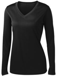 women's long sleeve moisture wicking athletic shirts up f50+ uv rash guard sun protection black-l