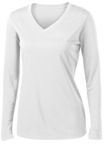 women's long sleeve moisture wicking athletic shirts up f50+ uv rash guard sun protection white-m