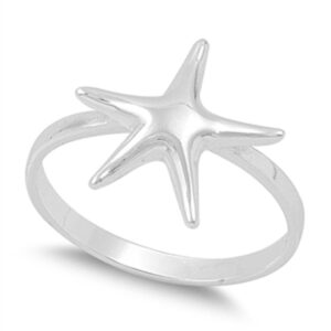 women's ocean starfish fish promise ring new 925 sterling silver band size 9