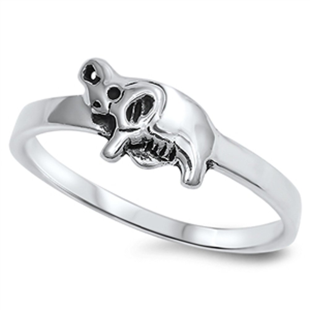 Women's Elephant Polished Ring New .925 Sterling Silver Thin Band Size 3