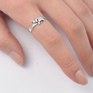 Women's Elephant Polished Ring New .925 Sterling Silver Thin Band Size 3