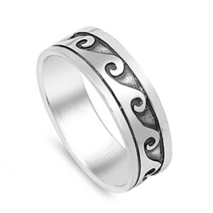 Eternity Wave Surf Fashion Polished Ring New 925 Sterling Silver Band Size 7