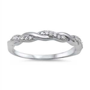 infinity braid clear cz promise ring new .925 sterling silver band size 6