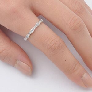 Eternity Wave White CZ Ring New .925 Sterling Silver Stackable Band Size 6