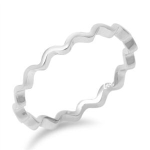 eternity wave stackable fashion ring new .925 sterling silver band size 7