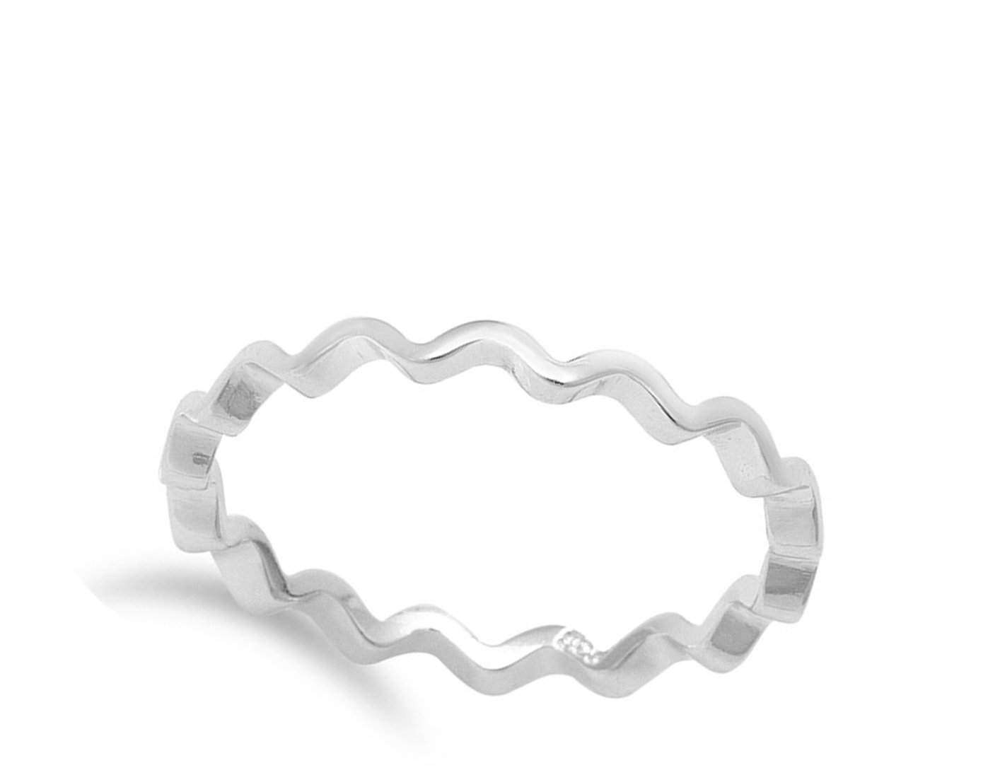 Eternity Wave Stackable Fashion Ring New .925 Sterling Silver Band Size 7