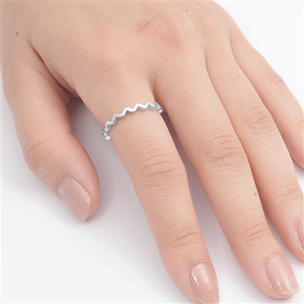 Eternity Wave Stackable Fashion Ring New .925 Sterling Silver Band Size 7