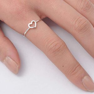 Women's Heart Simple Cute Promise Ring New .925 Sterling Silver Band Size 9