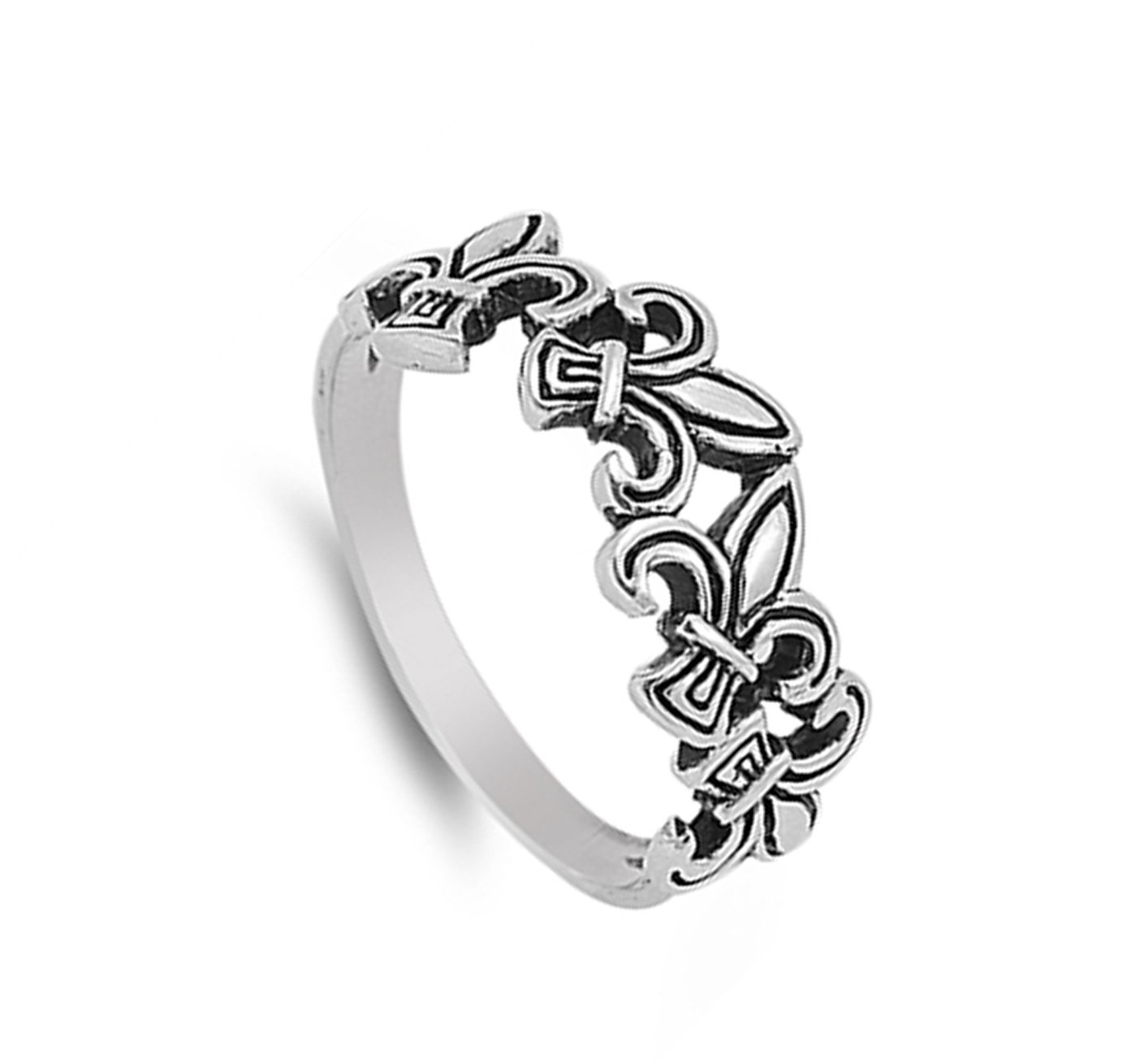 Women's Fleur De Lis Fashion Cute Ring New .925 Sterling Silver Band Size 11