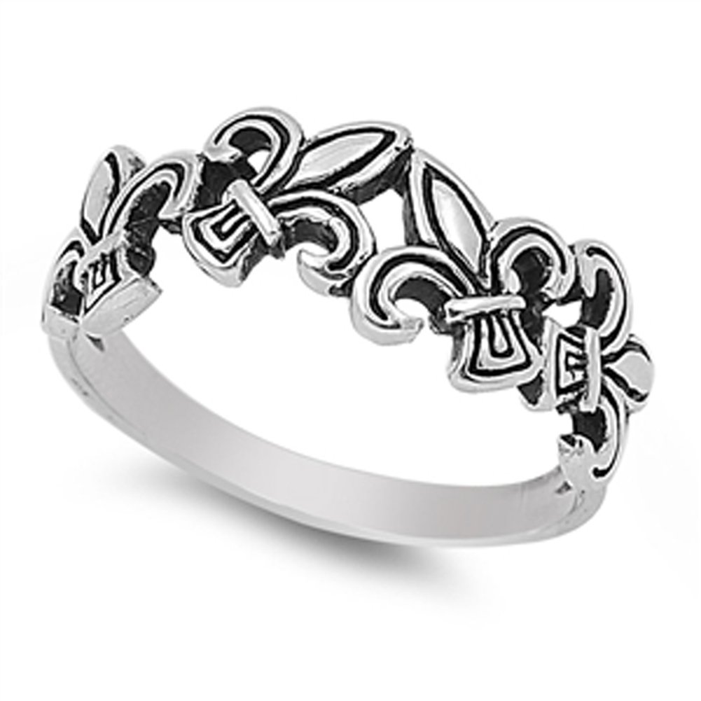 Women's Fleur De Lis Fashion Cute Ring New .925 Sterling Silver Band Size 11