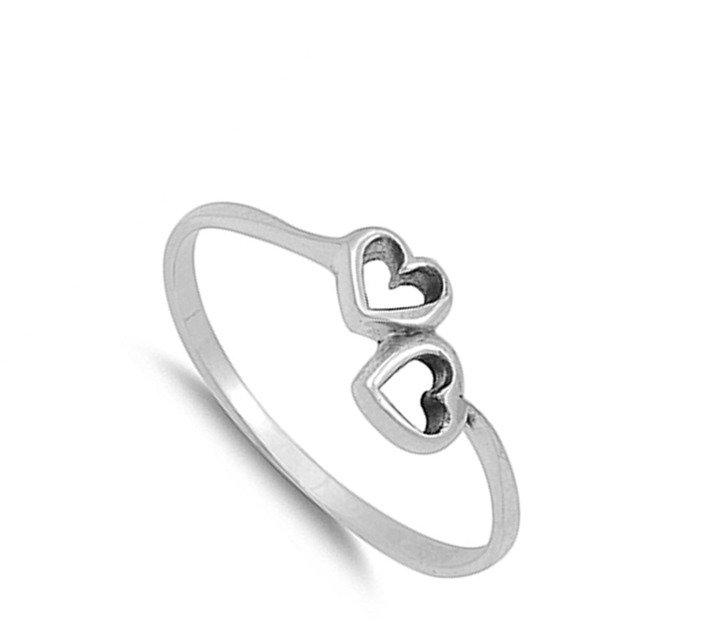 Double Heart Cute Ring New 925 Sterling Silver Girlfriend Band Size 9