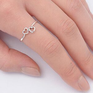 Double Heart Cute Ring New 925 Sterling Silver Girlfriend Band Size 9