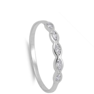 Women's Simple Wedding Band White CZ Cute Ring .925 Sterling Silver Size 8