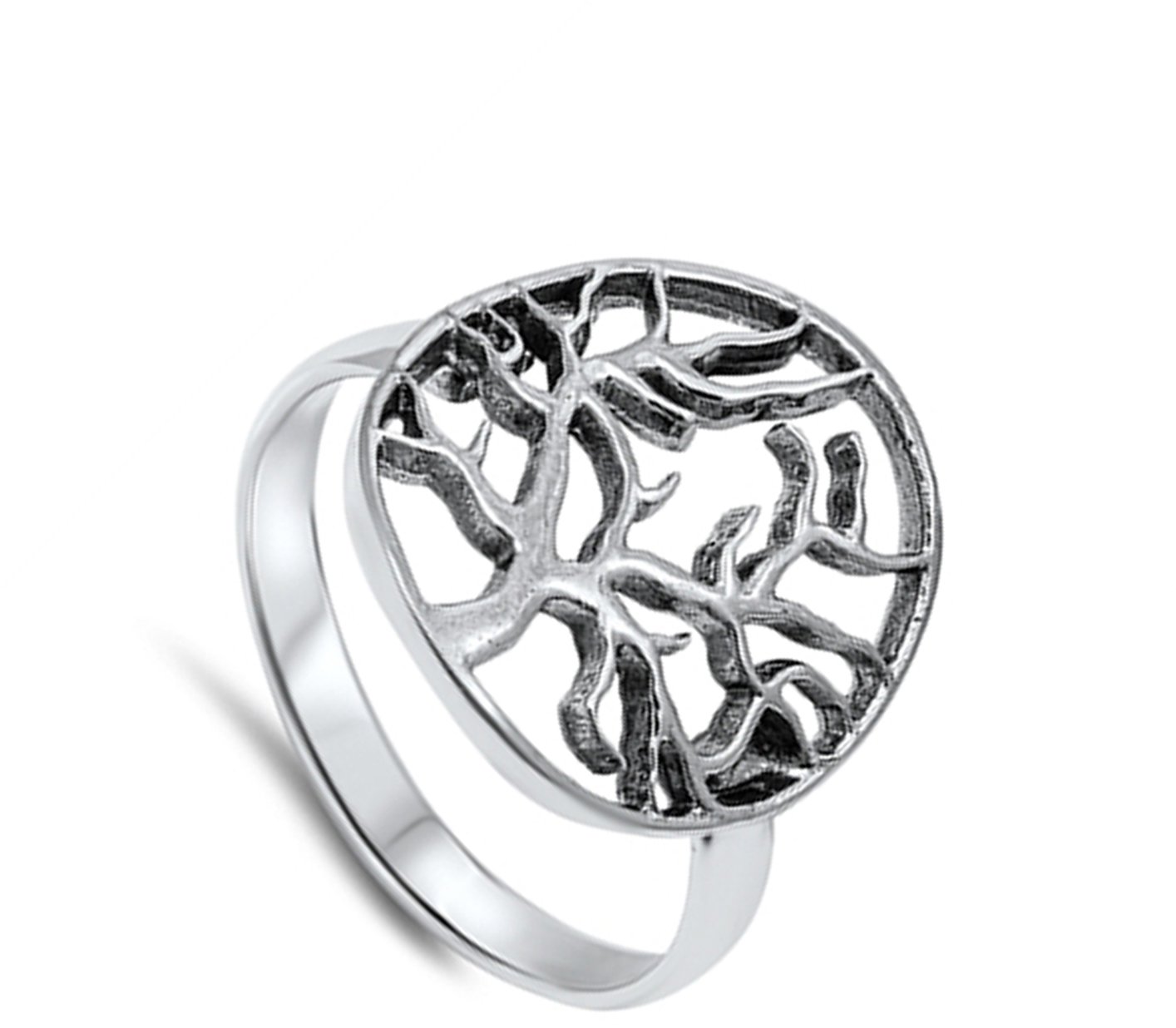 Women's Tree of Life Fashion Ring New .925 Sterling Silver Band Size 8