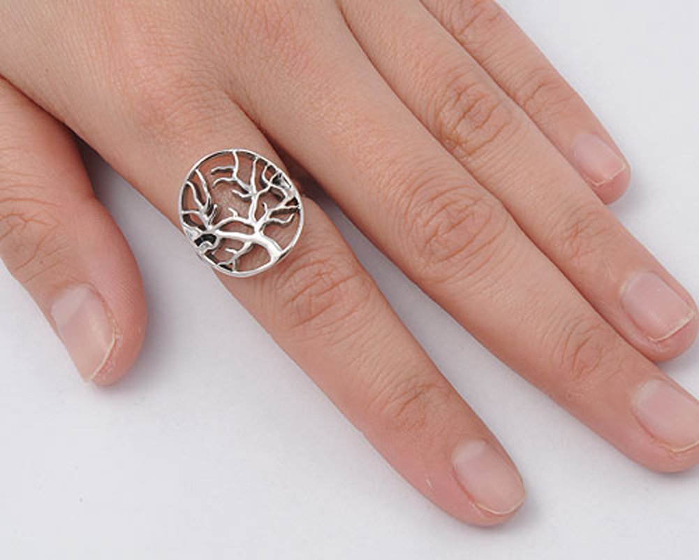 Women's Tree of Life Fashion Ring New .925 Sterling Silver Band Size 8