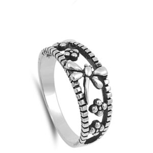 Women's Dragonfly Flower Fashion Ring New .925 Sterling Silver Band Size 10